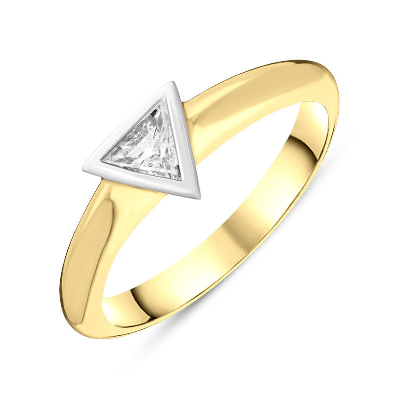 18ct Yellow Gold Diamond Triangle Ring D SDN-024 | W Hamond Fine Jewellery