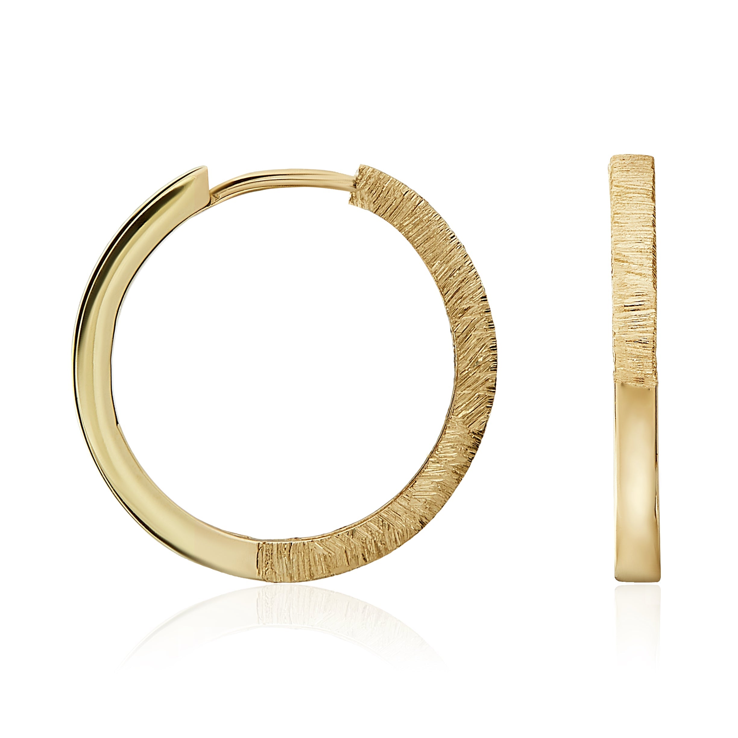 9ct Yellow Gold Brushed Square Section Huggy Earrings 10-05-355 | W ...