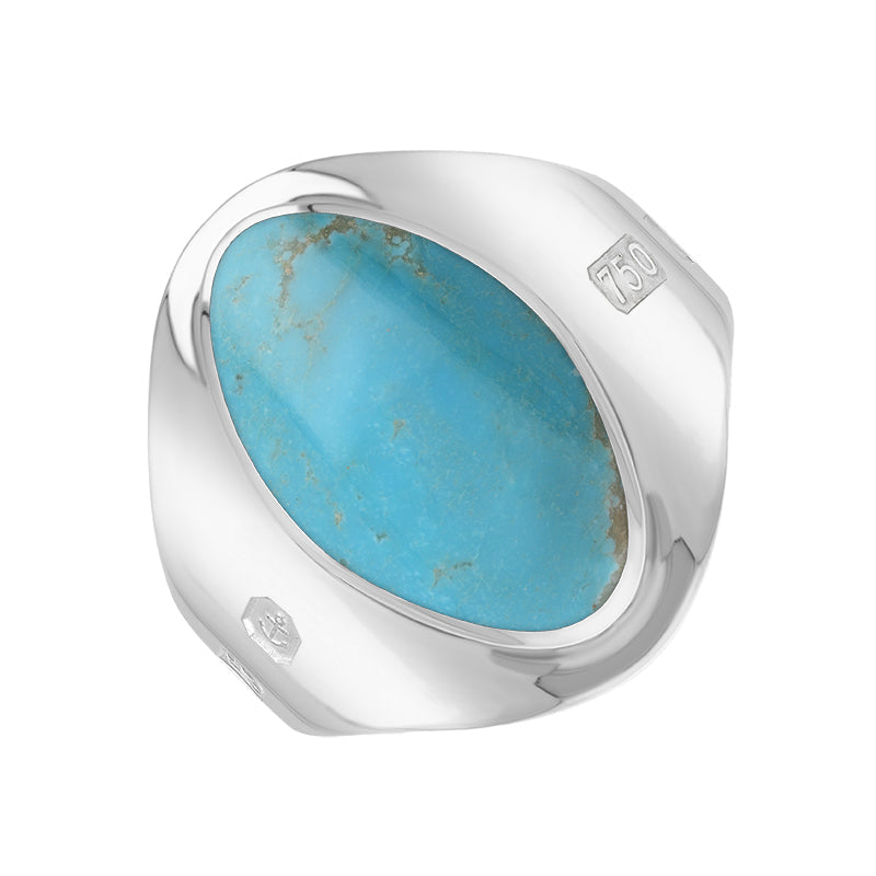 18ct White Gold Turquoise Queen's Jubilee Hallmark Small Oval Ring D ...