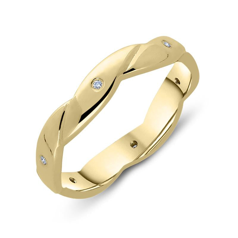 18ct Yellow Gold Diamond Twisted Wedding Ring D CGN-625 | W Hamond Fine ...