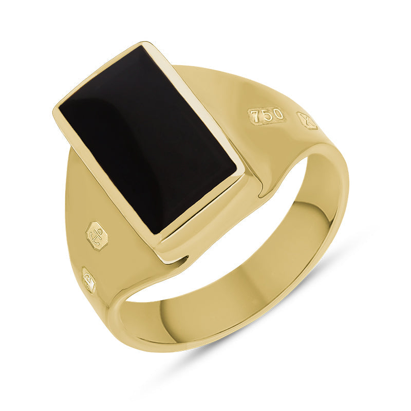 18ct Yellow Gold Whitby Jet Queen's Jubilee Hallmark Small Oblong Ring ...