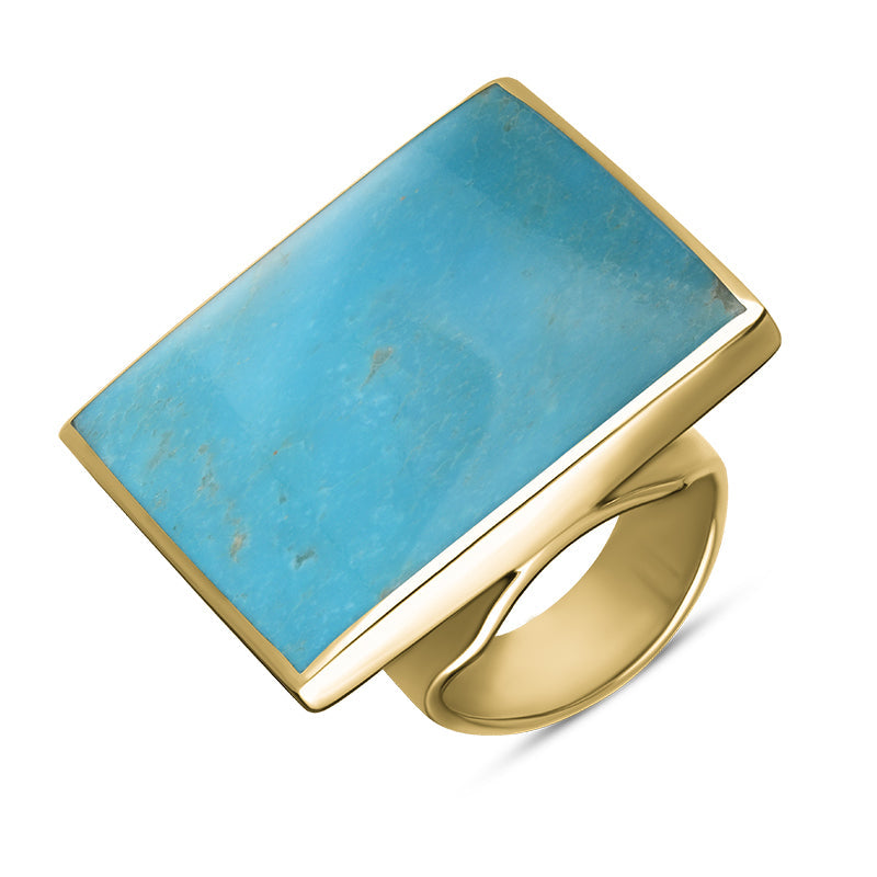 9ct Yellow Gold Turquoise Queen's Jubilee Hallmark Large Square Ring D ...
