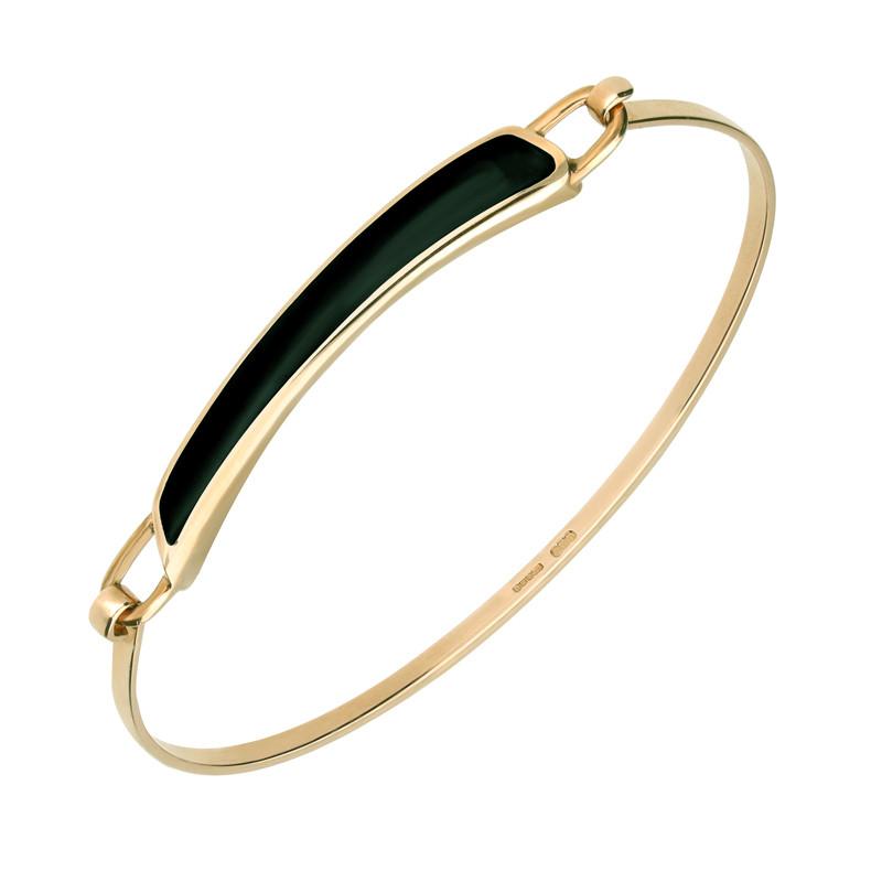 9ct Yellow Gold Whitby Jet Organic Concave Stone Set Bangle B477 | W ...