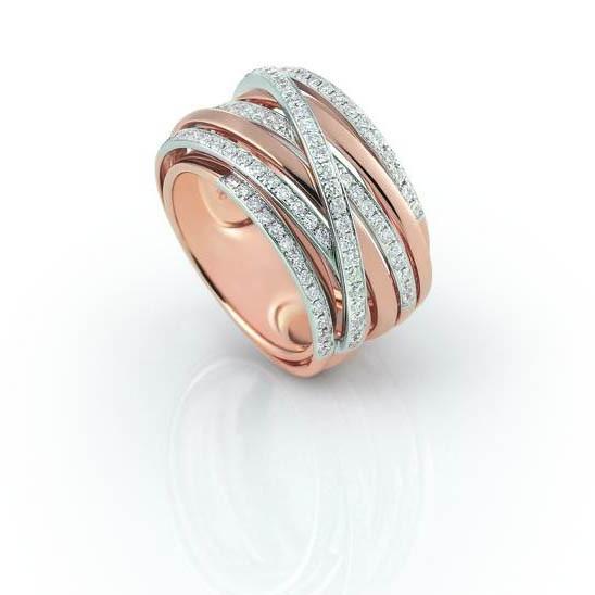 Al Coro Serenanta 18ct Rose Gold Diamond Multi Strand Ring NR376R | W ...