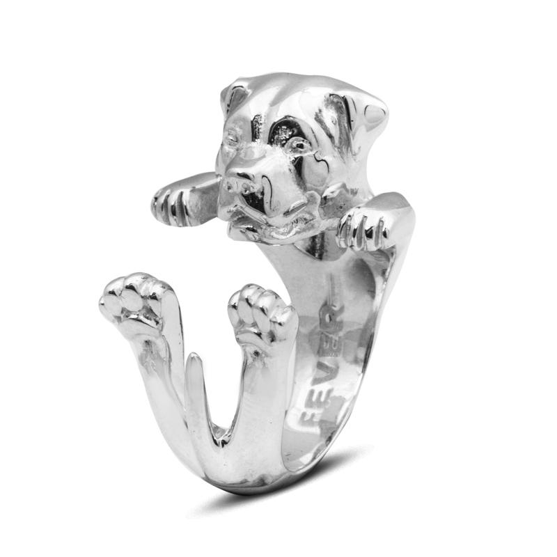 Dog Fever Sterling Silver Rottweiler Hug Ring DFANE00039 | W Hamond ...