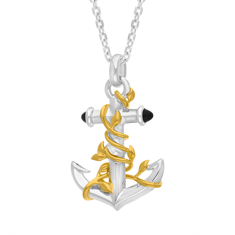 Gold Plated Sterling Silver Whitby Jet Vine Anchor Necklace | W Hamond ...