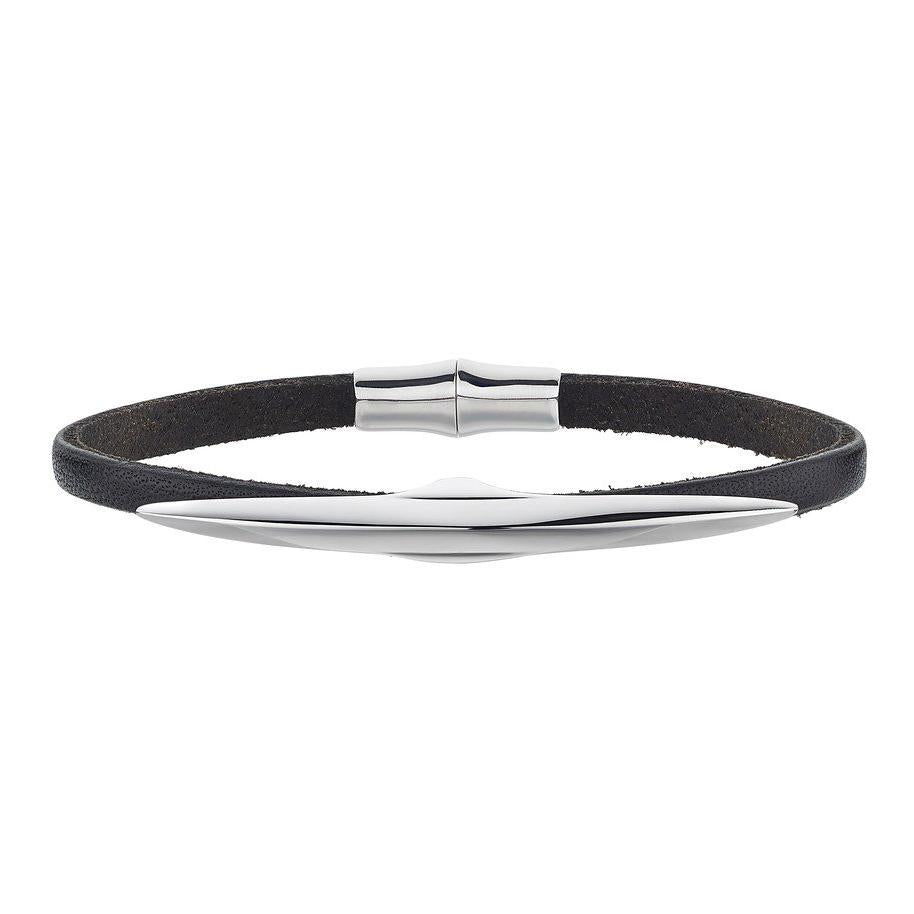 Shaun Leane Single Arc Silver Black Leather Bracelet AR009.SSNABZM | W ...