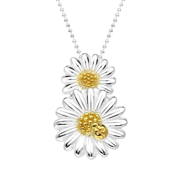 Yellow Gold Plated Sterling Silver Double Daisy Necklace D P3433 | W ...