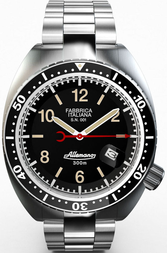 Allemano Watch 1973 Diver Shark Black SH-A-1973-P-N | W Hamond Luxury ...