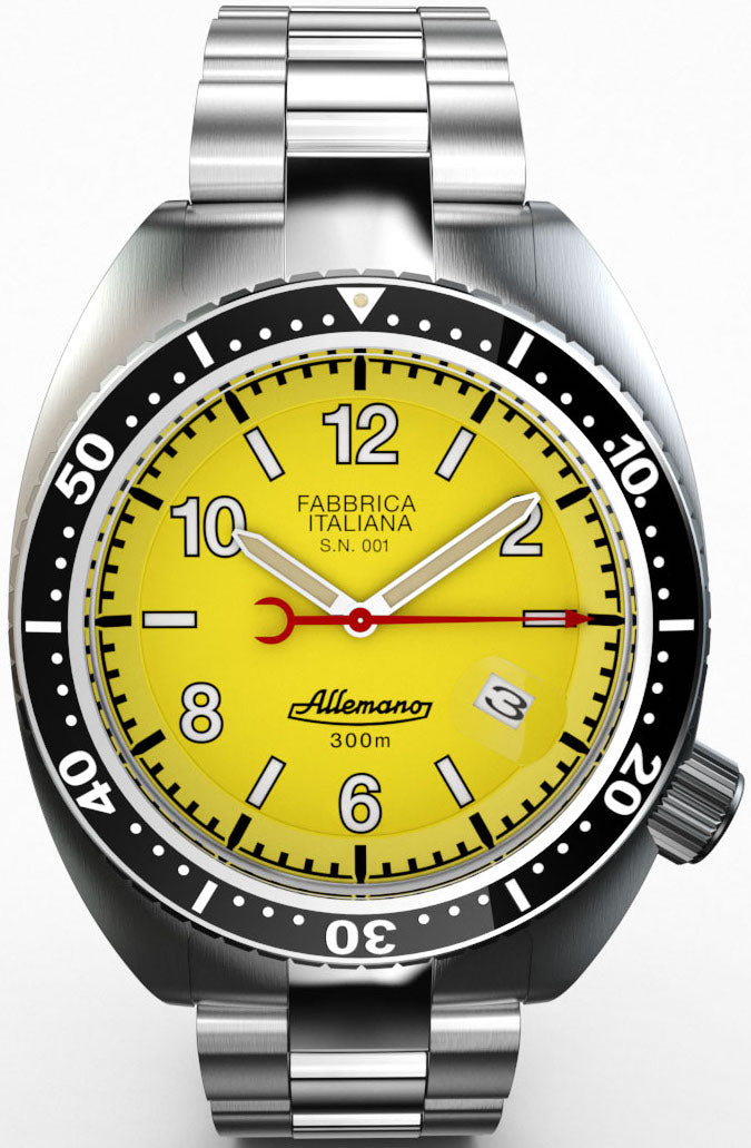 Allemano Watch 1973 Diver Shark Yellow + Depth Gauge SH-A-1973-P-Y-DP ...