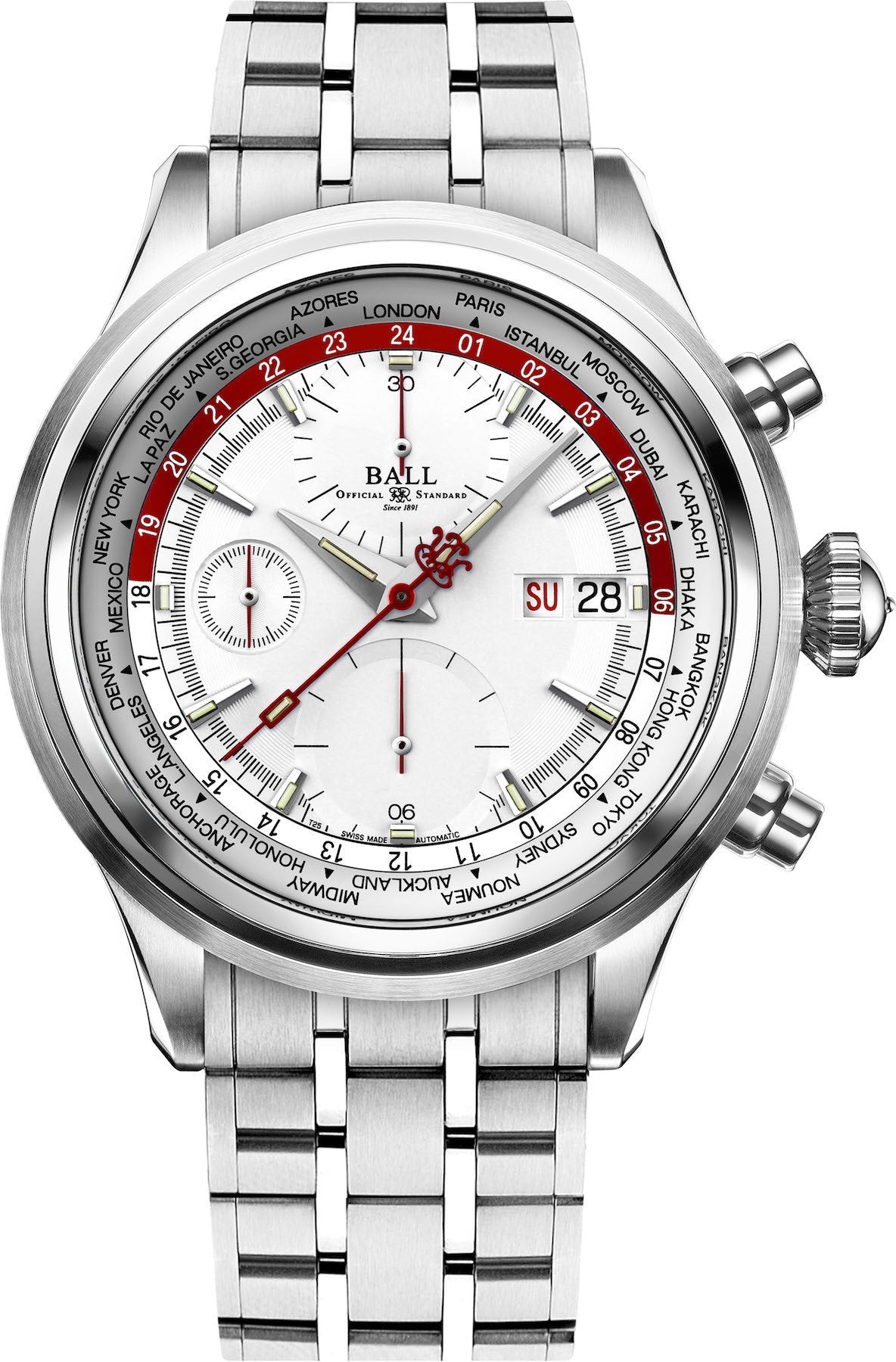 Ball Watch Company Trainmaster Worldtime Chronograph CM2052D-S1J-SLRD ...