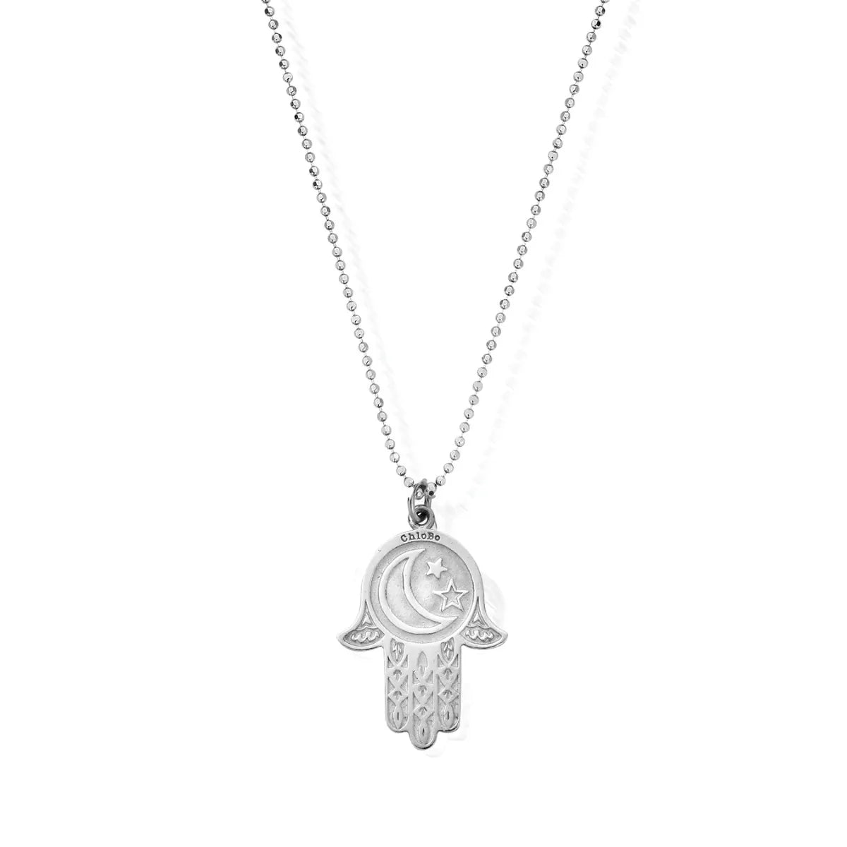 ChloBo Sterling Silver Moon & Star Hamsa Hand Pendant D SCDC1655 | W ...