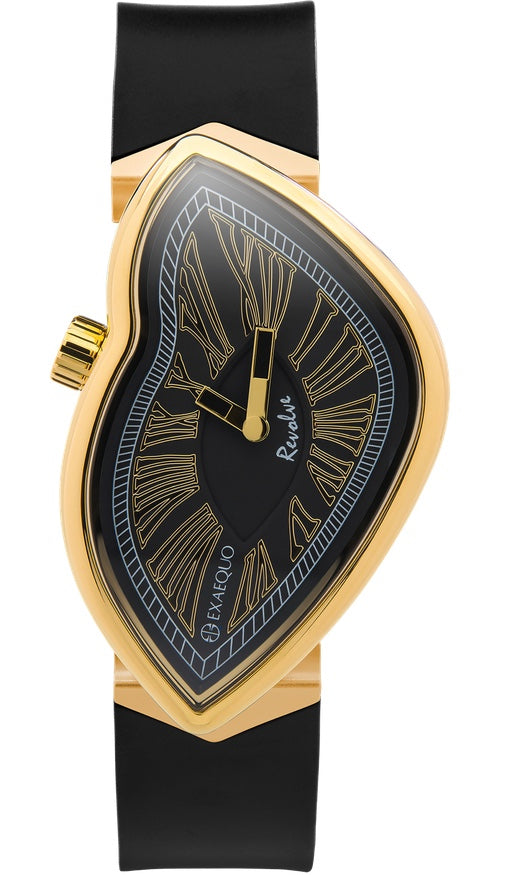 Exaequo Revolve Melting IP Yellow Gold Black Dial Watch EX0032.0001 | W ...