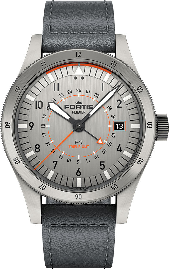 Fortis Flieger F-43 Triple-GMT Titanium Watch F4260003 | W Hamond ...