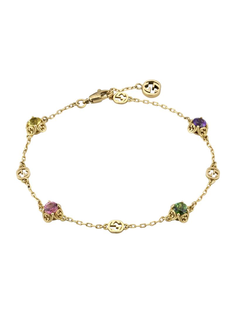 Gucci Interlocking G 18ct Yellow Gold Multicoloured Gemstone Bracelet D ...