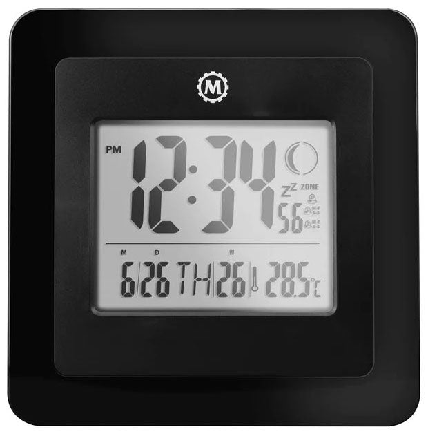 Marathon Clock Digital Wall Day Date Temperature Alarm & Moon Phase ...