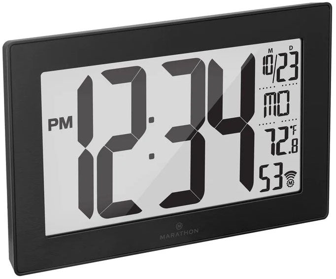 Marathon Clock Atomic Self Setting Self Adjusting Wall With Stand & 8 ...