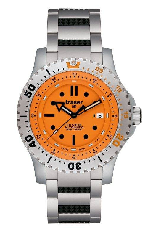 Traser H3 Watch Diver Automatic Orange Bracelet Diver Automatic Orange ...