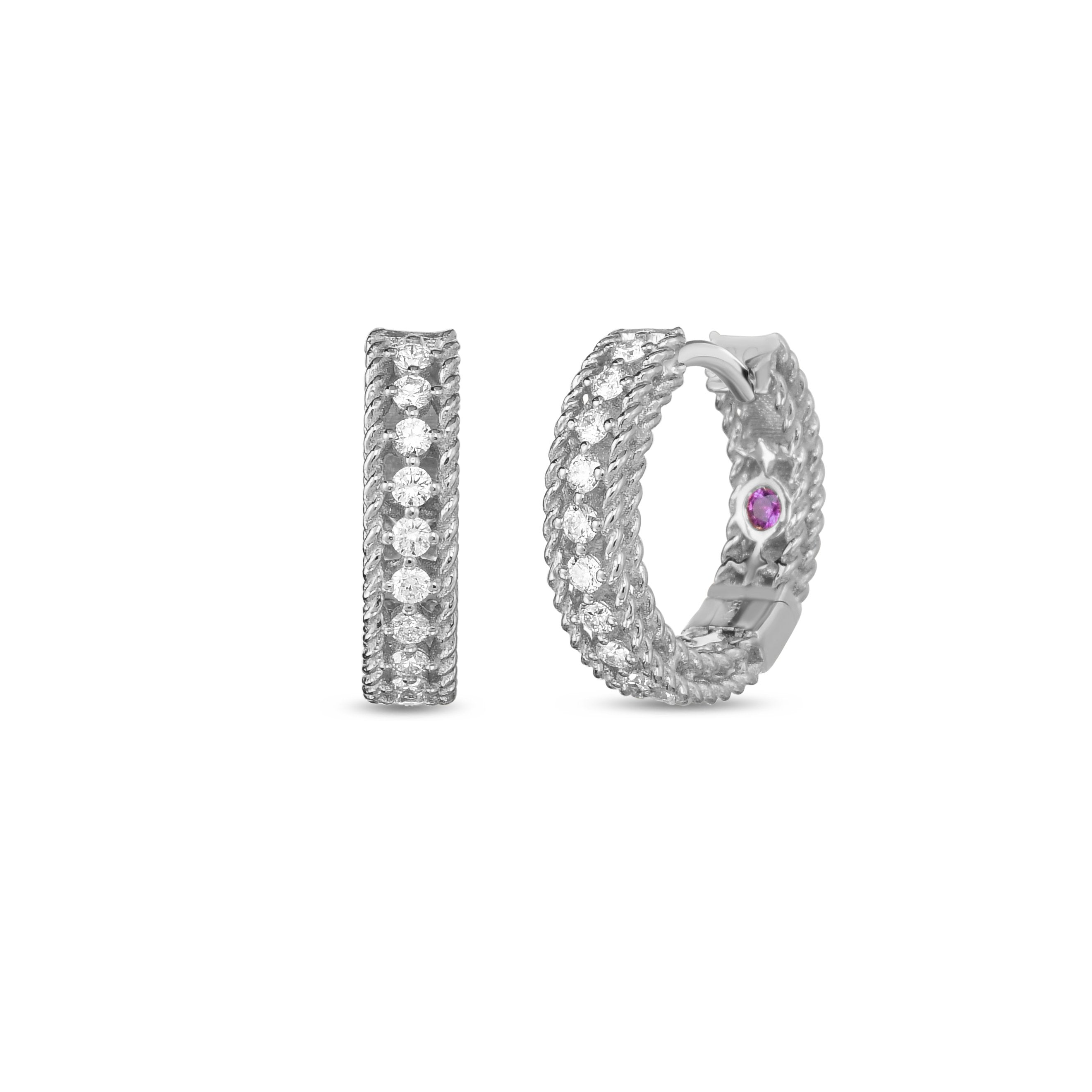 Roberto Coin Symphony 18ct White Gold Diamond Hoop Earrings D ...