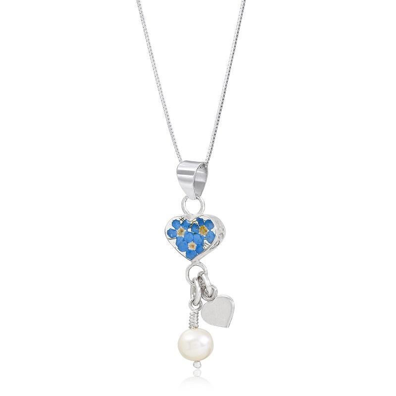 Shrieking Violet Forget Me Not Sterling Silver Pearl Heart Charm ...