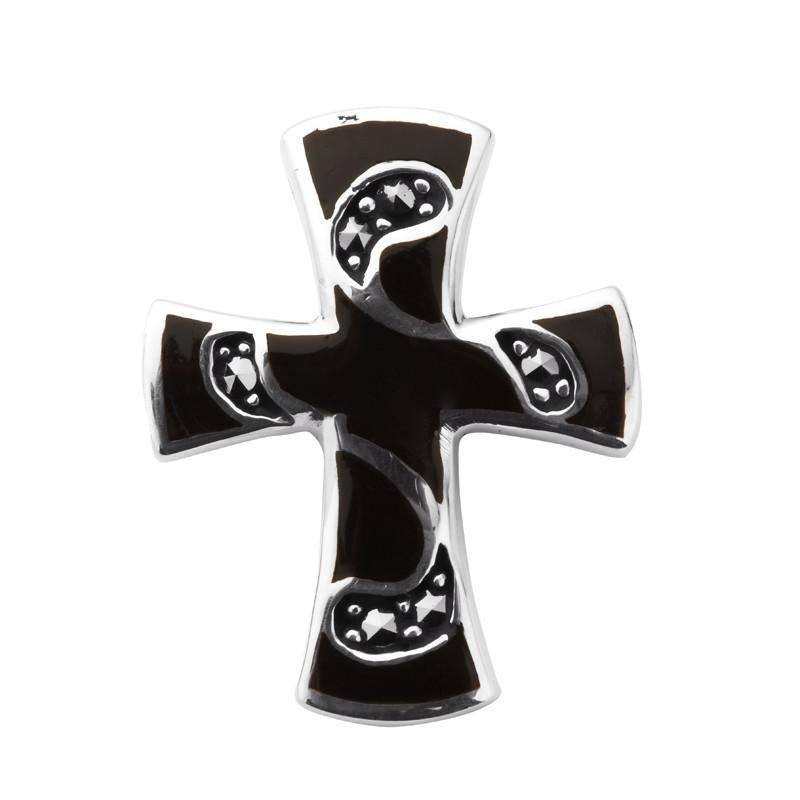 Sterling Silver Whitby Jet Marcasite Small Cross Necklace D P927 | W ...