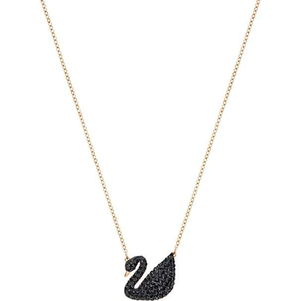 Swarovski Iconic Swan Rose Gold Plated Black Necklace 5204134 | W ...