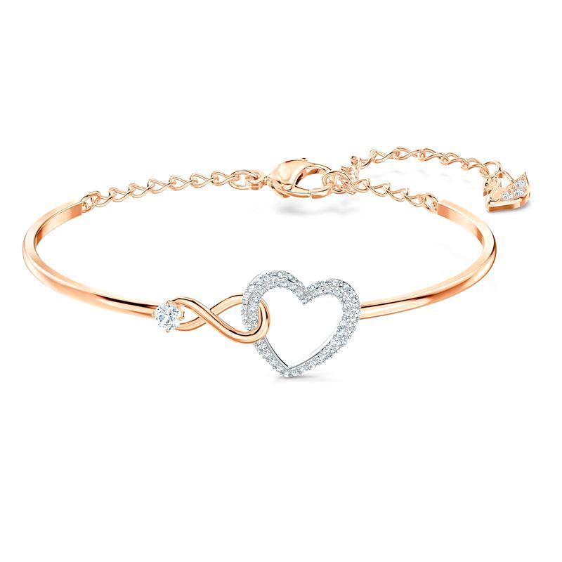Swarovski Infinity Heart Crystal Rose Gold Plated Bangle 5518869 | W ...