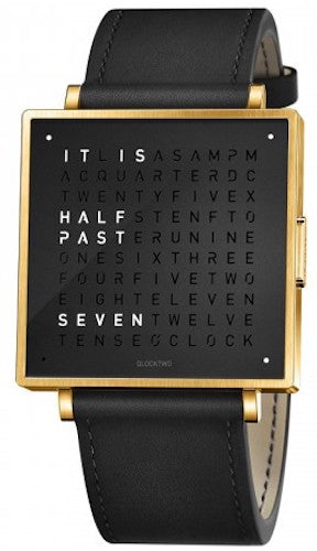 QLOCKTWO Watch W39 Gold Black Leather D QW39EN6YGLSBL | W Hamond Luxury ...