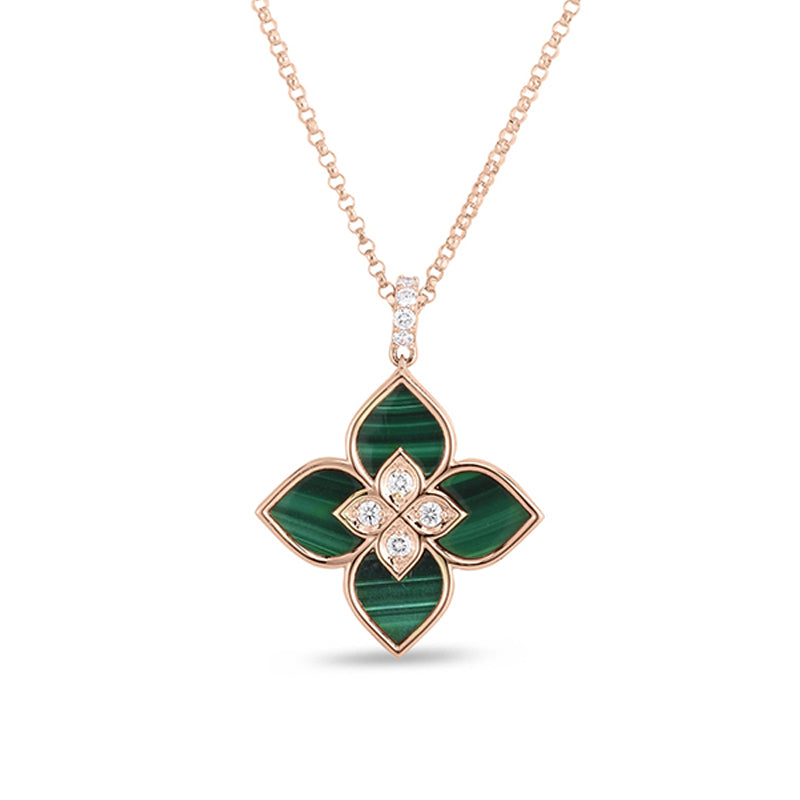Roberto Coin Venetian Princess 18ct Rose Gold Diamond Malachite ...