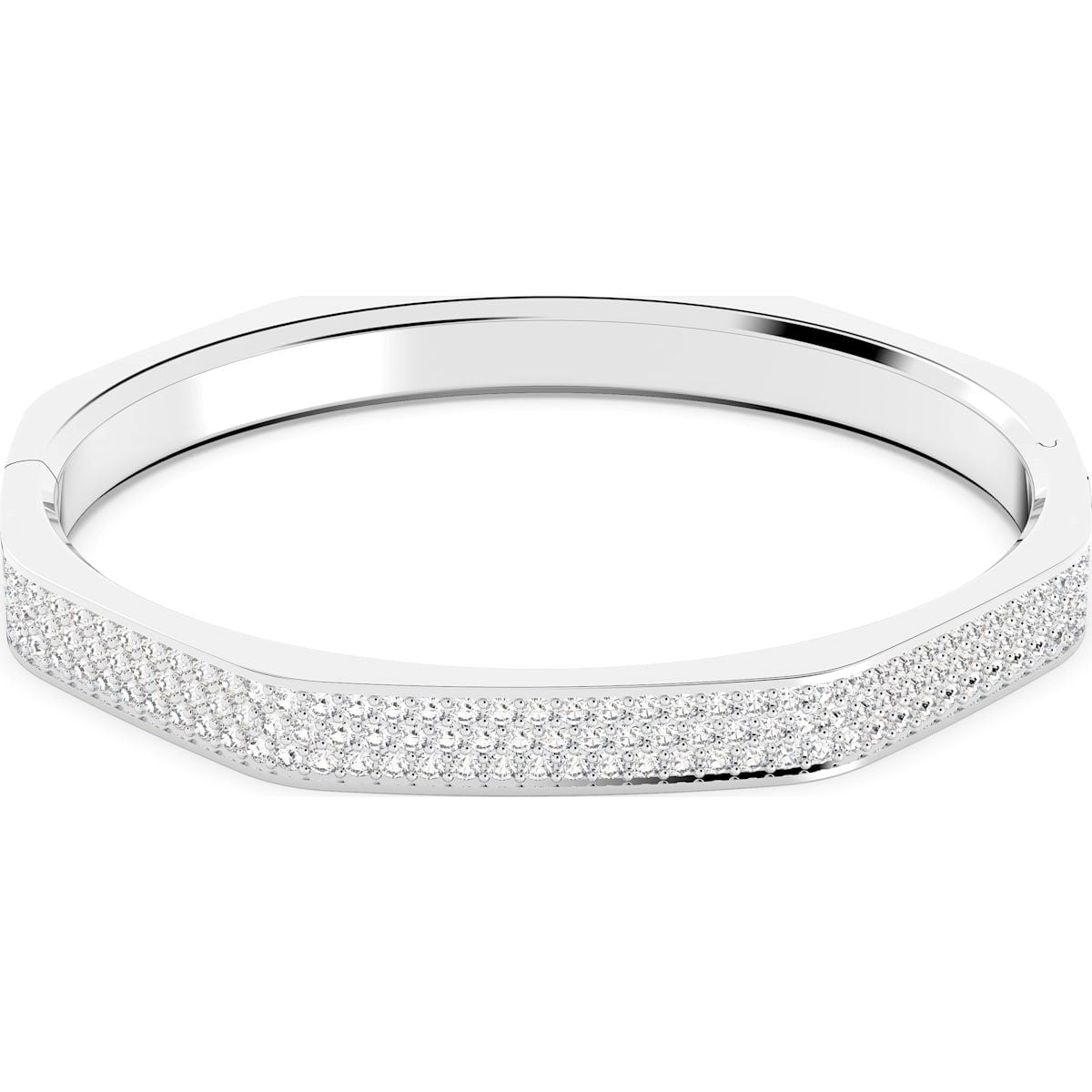 Swarovski Dextera Rhodium Plated White Crystal Octagon Cut Bangle ...