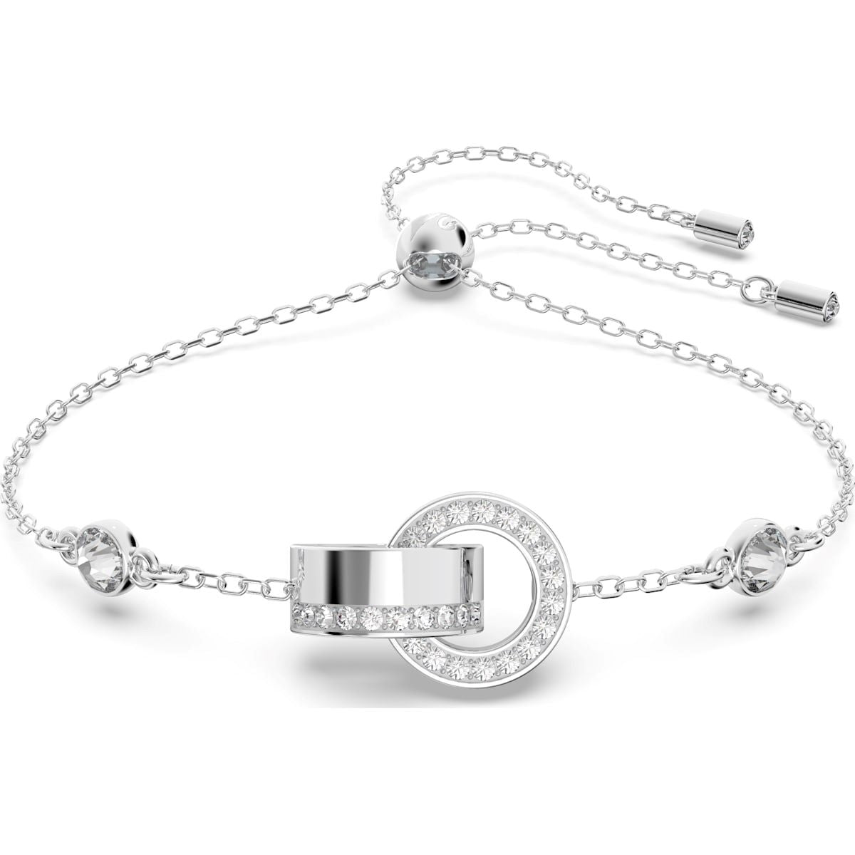 Swarovski Hollow Rhodium Plated White Crystal Intertwined Bracelet ...