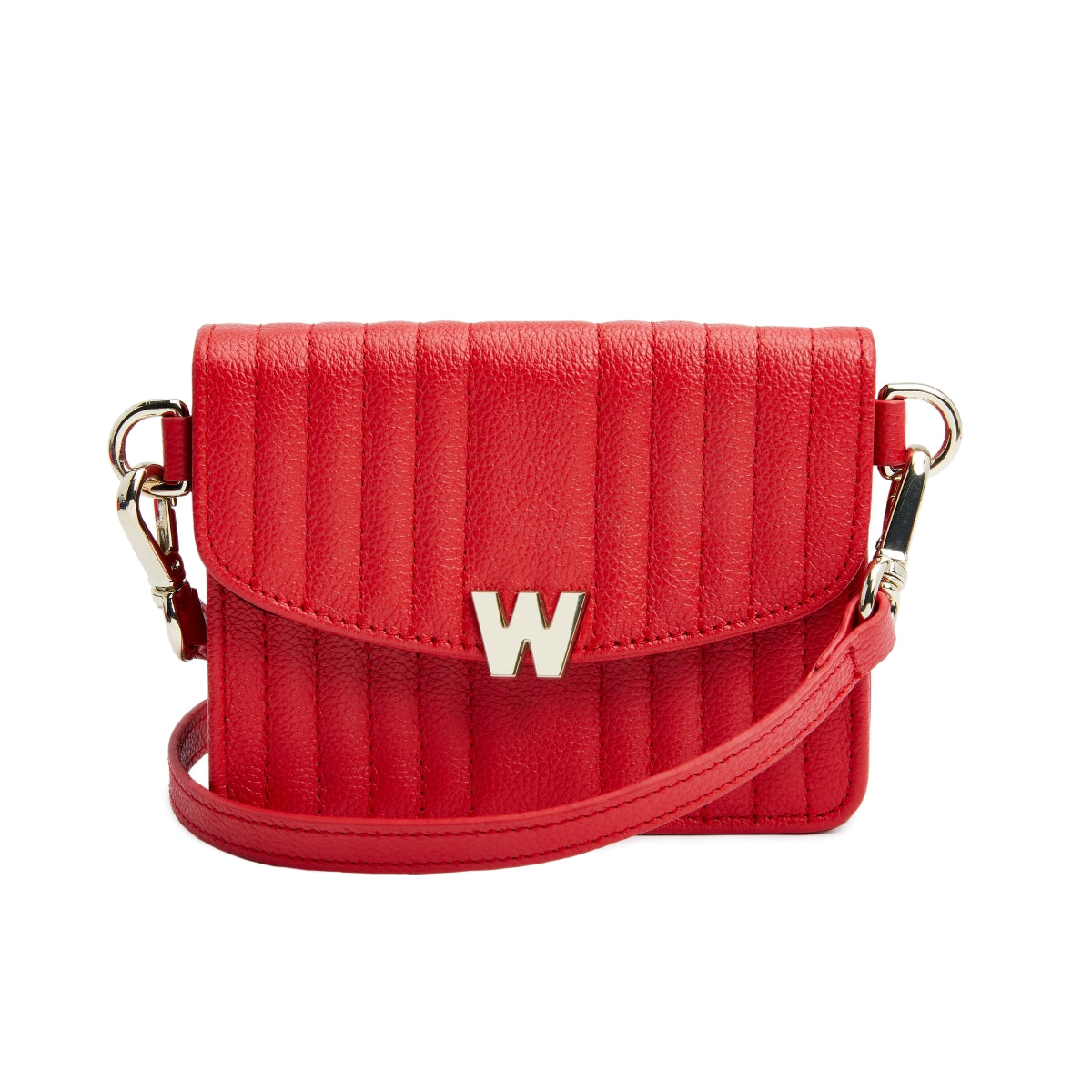 Wolf Mimi Collection Leather Red Mini Bag with Wristlet and Lanyard ...